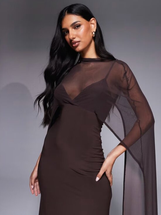 ASOS | Dresses | Asos Design Exaggerated Cape Maxi Dress | Poshmark